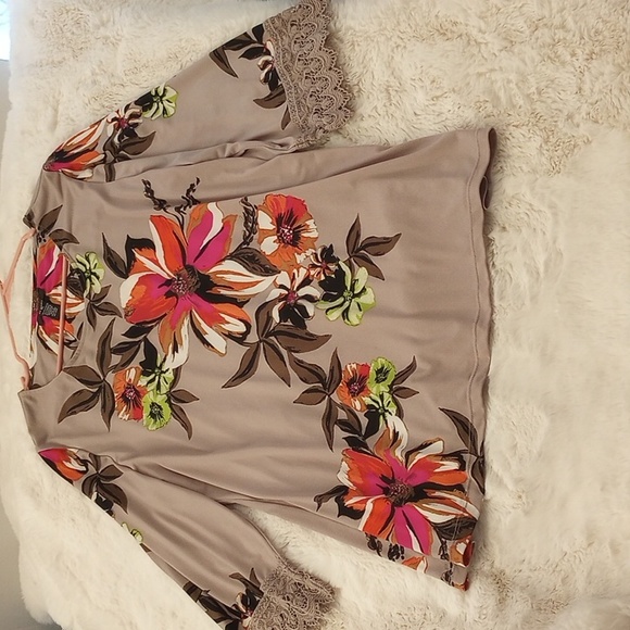 Alfani | Tops | Alfani Dressy Grey Background Floral Knit Blouse With ...